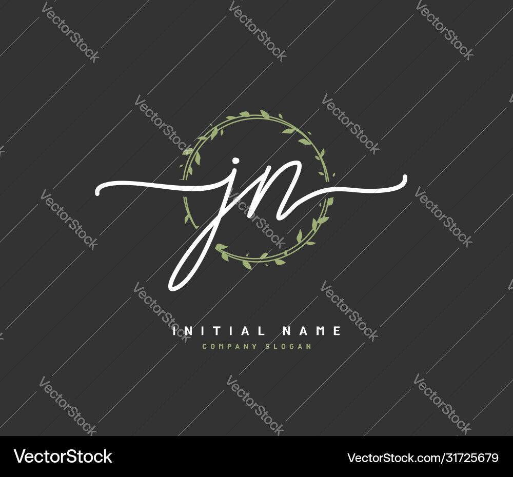 J n jn beauty initial logo handwriting Royalty Free Vector
