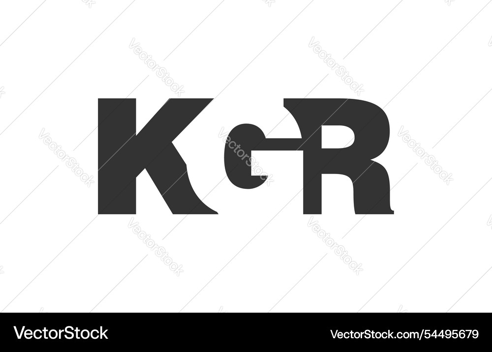 Kgr logo design initial letter k g r bold font Vector Image