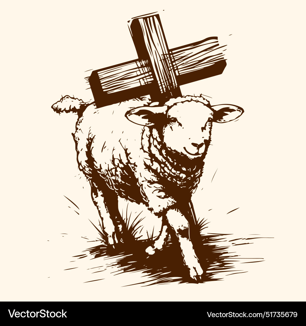 Lamb with cross religion symbol Royalty Free Vector Image