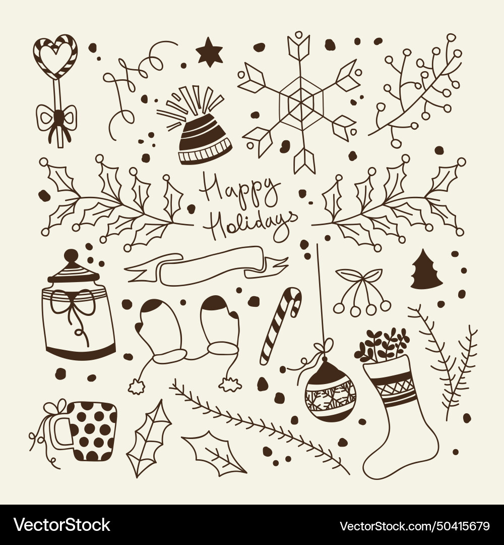 Merry christmas hand drawn concept Royalty Free Vector Image Merry christmas hand drawn concept Royalty Free Vector Image
