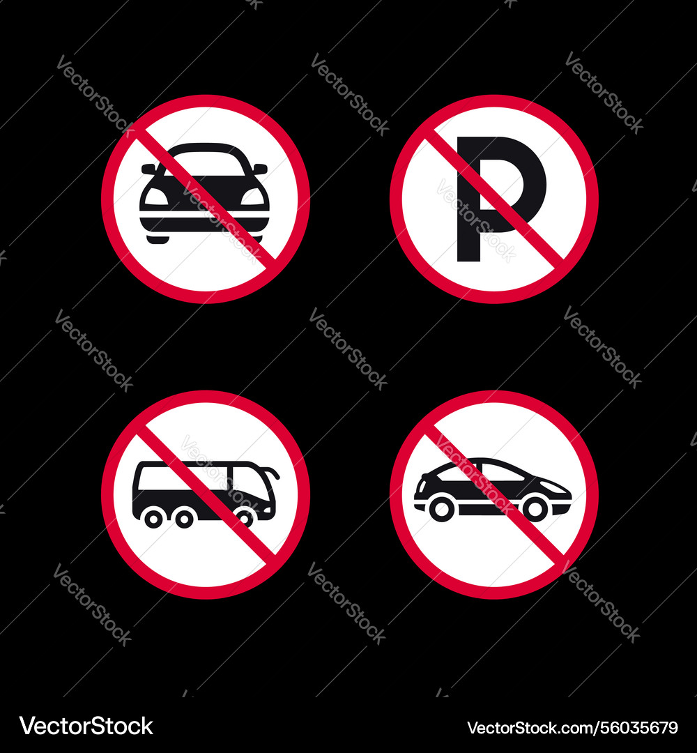 Prohibited signs forbidden round stickers set Vector Image