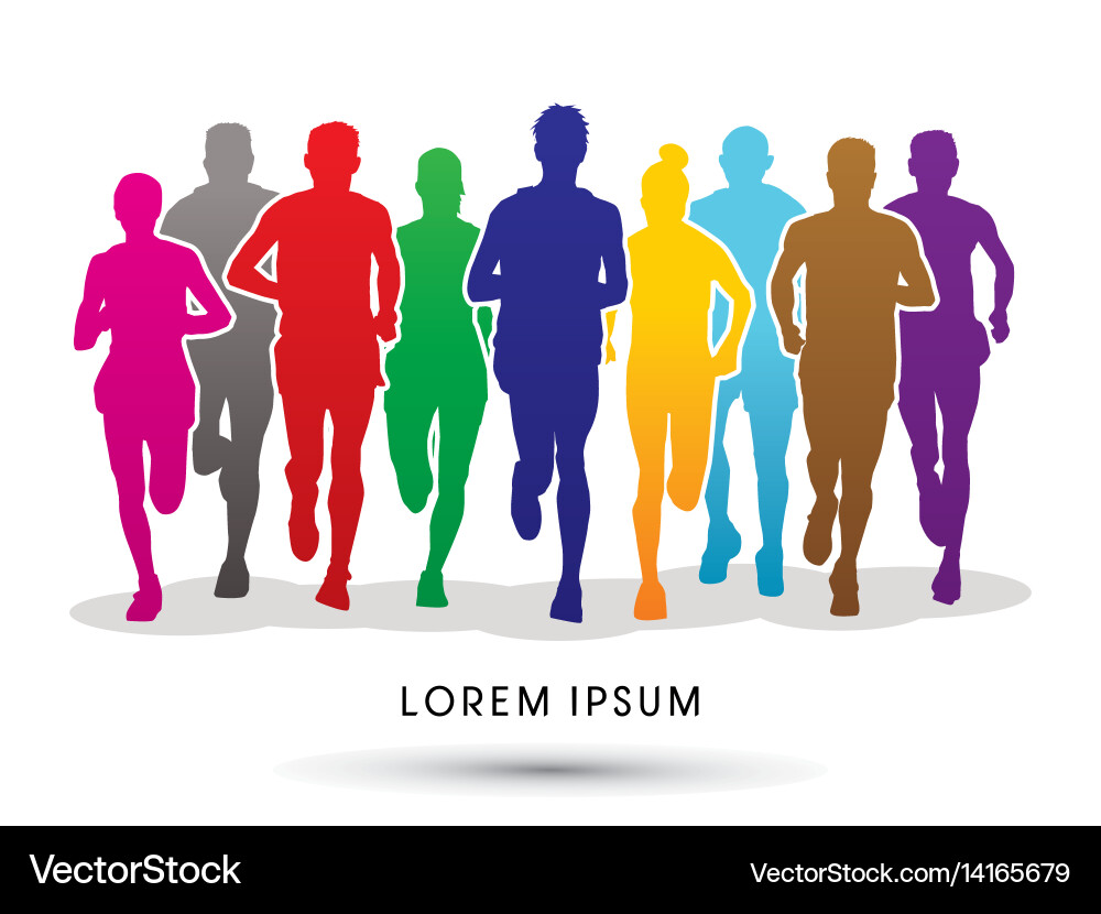 Running Group Silhouette Royalty Free Vector Image