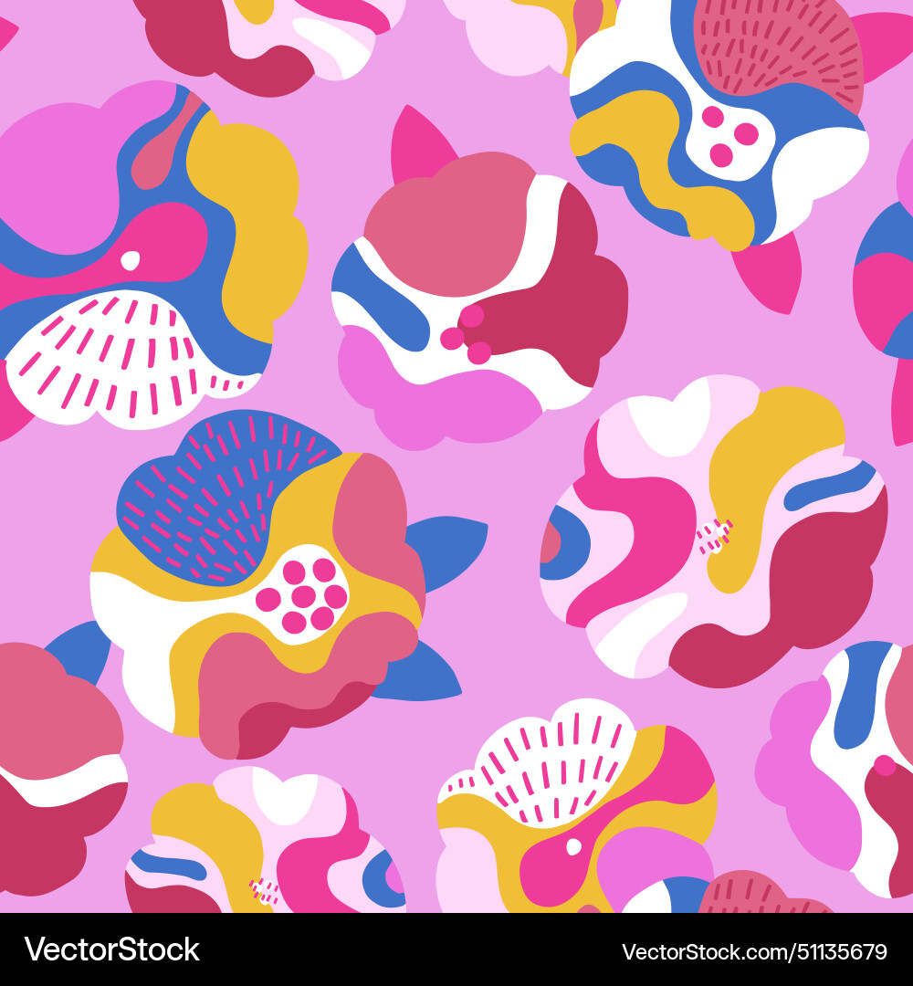 Seamless botanical pattern with abstract pink Vector Image