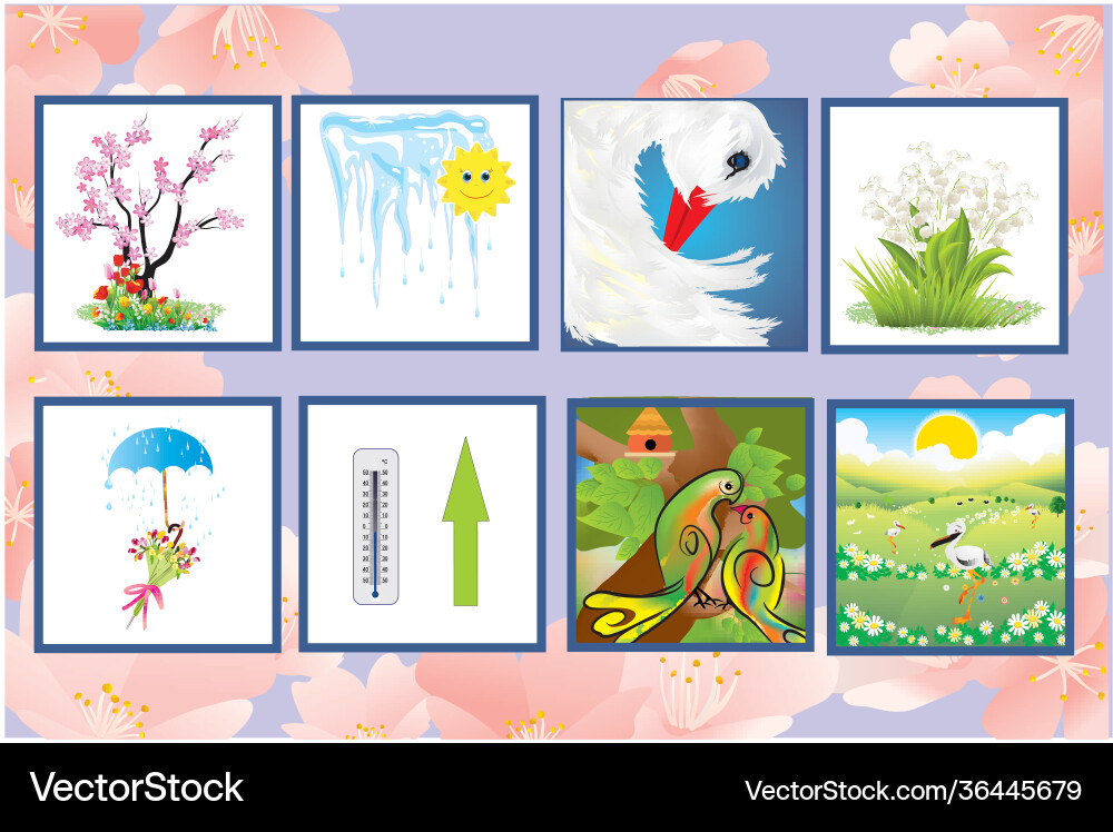 Spring in pictures Royalty Free Vector Image - VectorStock