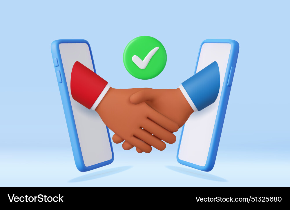 3d hand shake icon gesture Royalty Free Vector Image