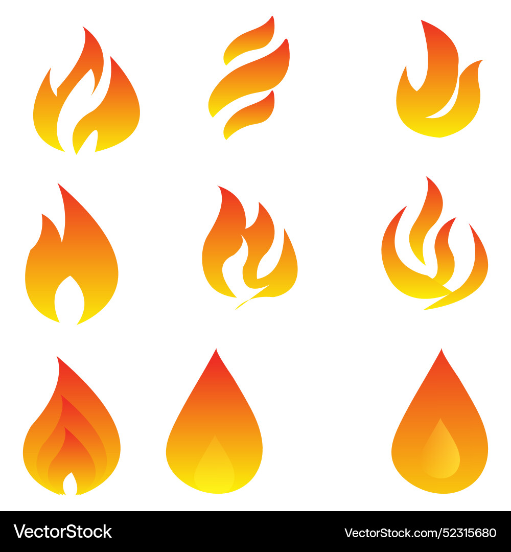 Fire flames set logo inspiration burning Vector Image