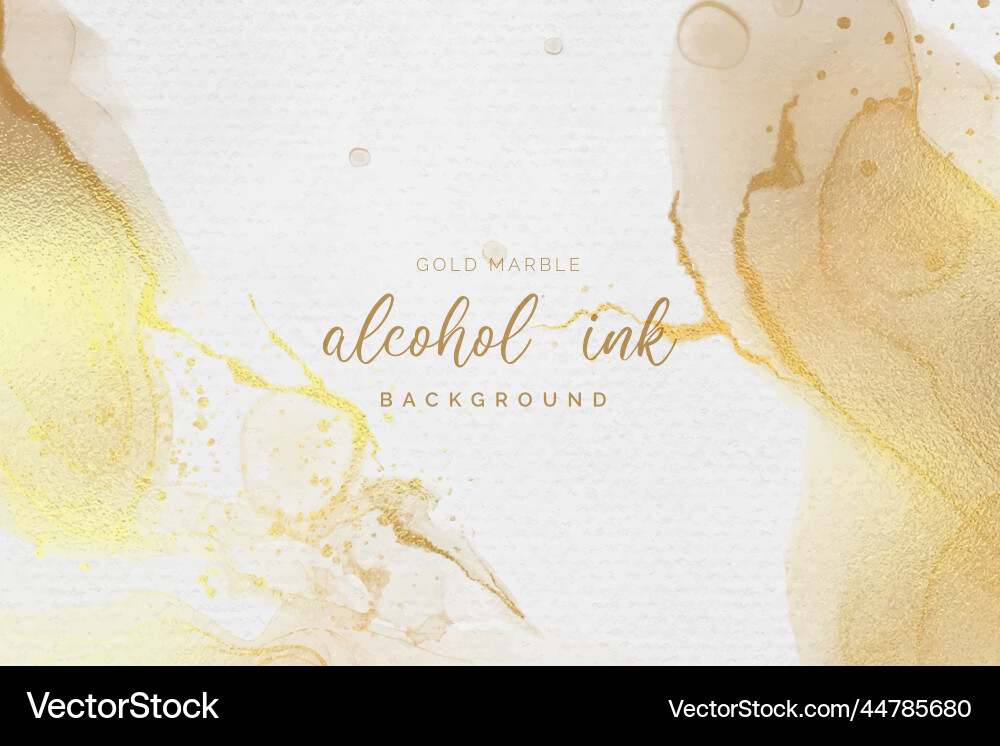 Gold white alcohol ink background design Vector Image