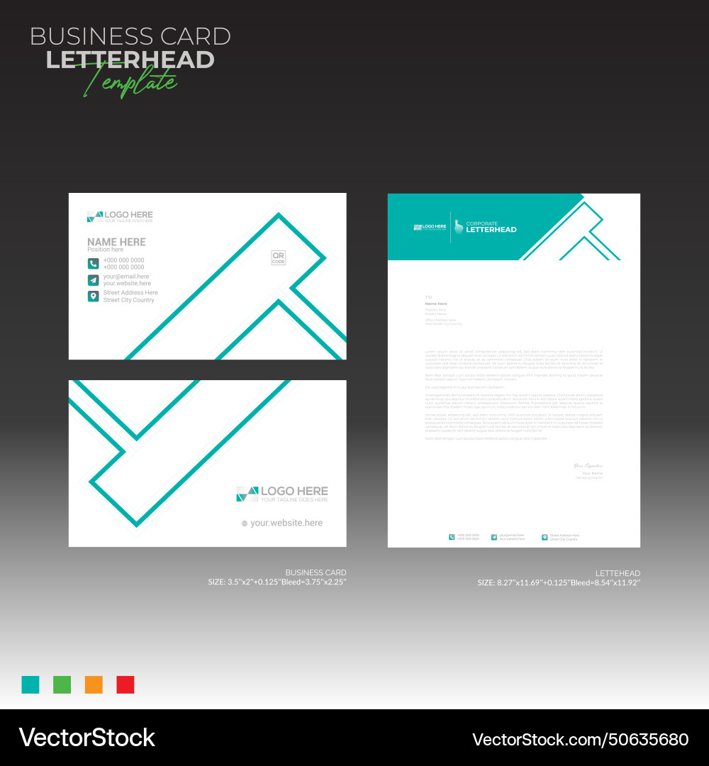 Letterhead and business card design Royalty Free Vector