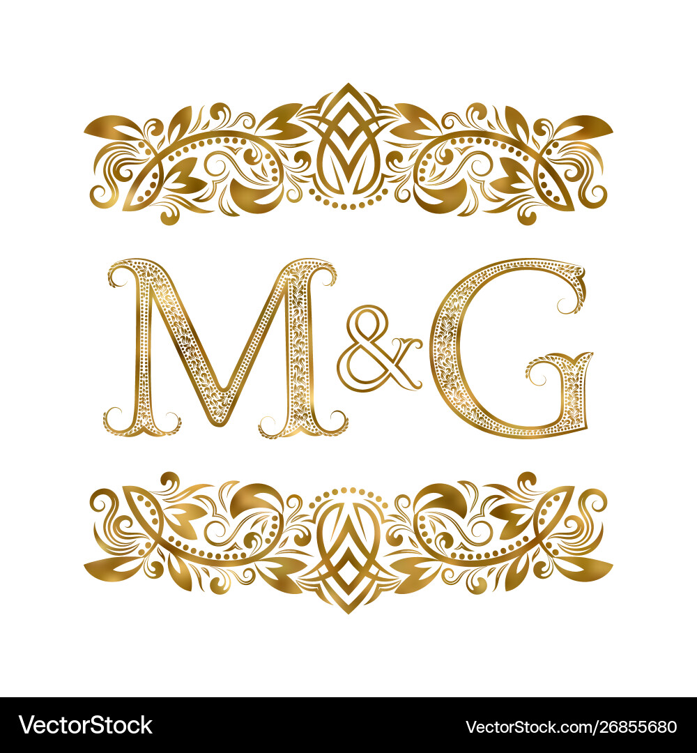 M and g vintage initials logo symbol letters Vector Image