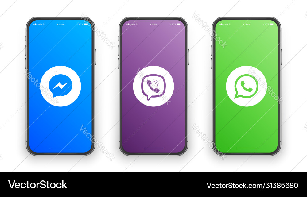 Messaging App Logos on iPhone Screen Royalty Free Vector