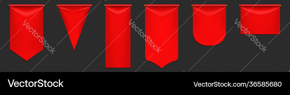 Red pennant flags mockup blank hanging banners Vector Image