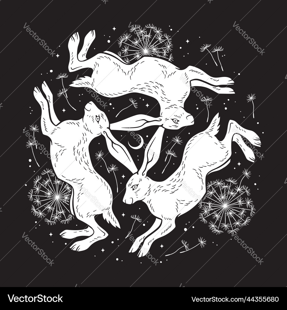 Three Hares - Medieval Magic Symbol Royalty Free Vector