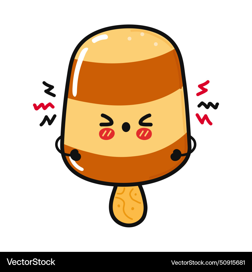 Angry ice cream character hand drawn Royalty Free Vector