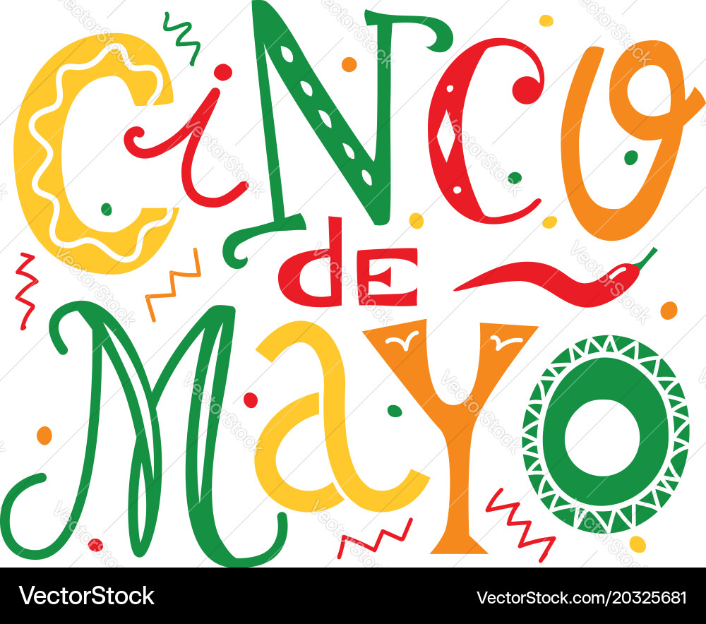 Chinko de mayo lettering Royalty Free Vector Image