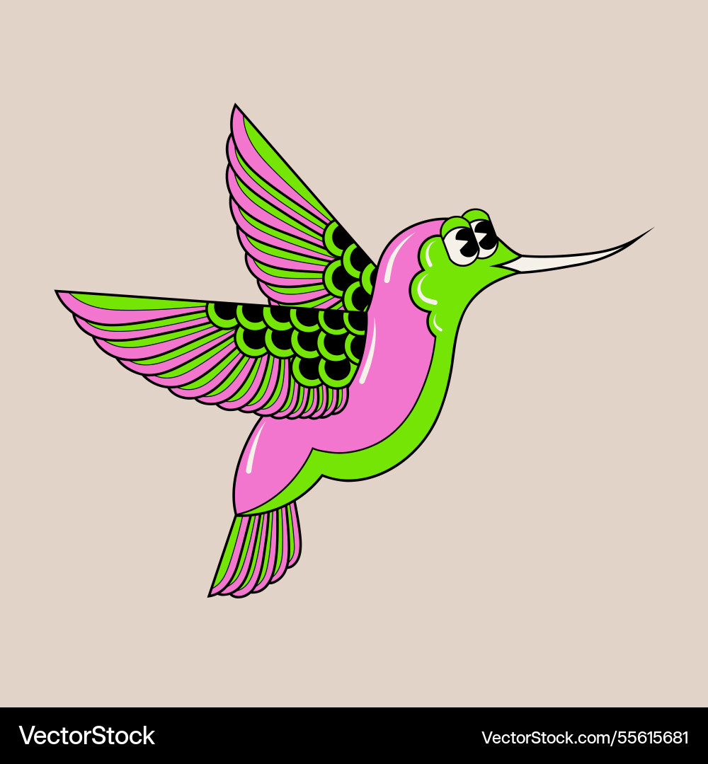Doodle cute character hummingbird Royalty Free Vector Image