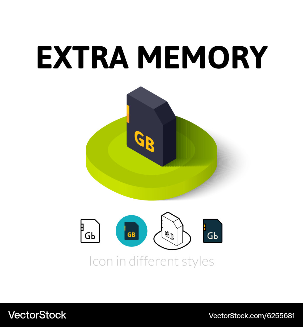 Extra memory icon in different style Royalty Free Vector