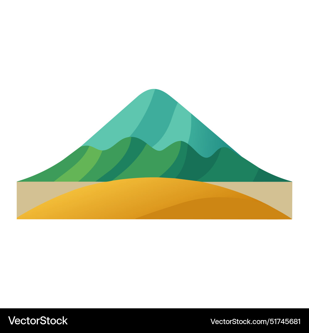 Green hill nature minimal flat on white background