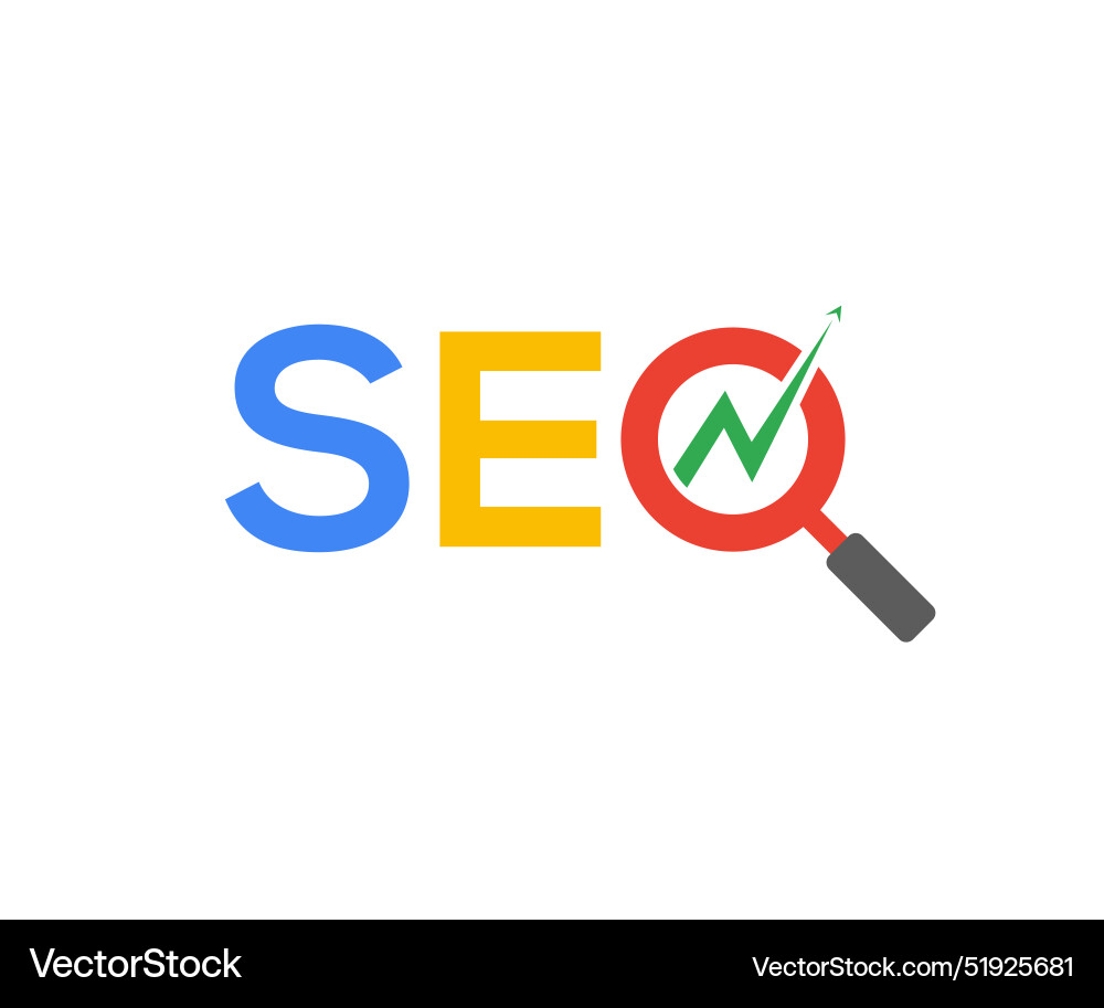 Seo search engine logo with magnifying glass – Royalty-Free Vector ...