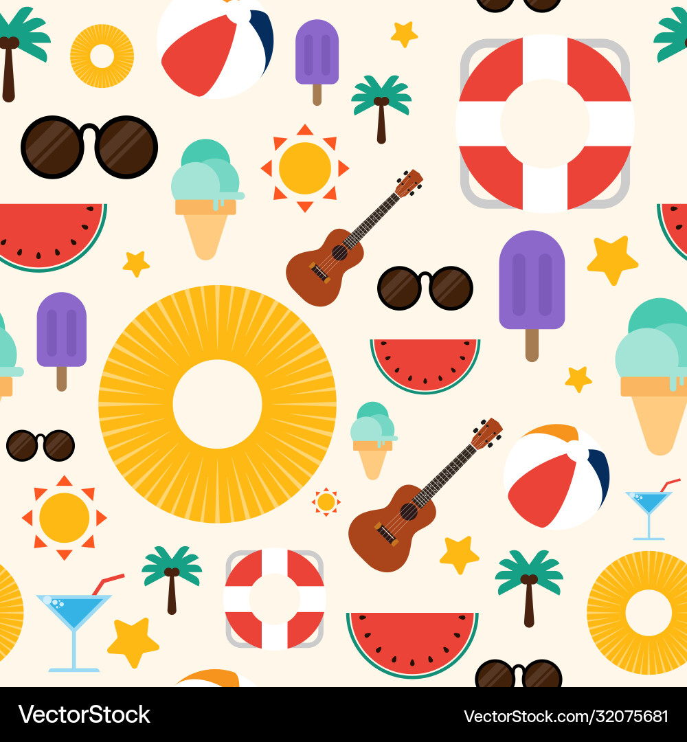 Summer concept seamless pattern background flat Vector Image
