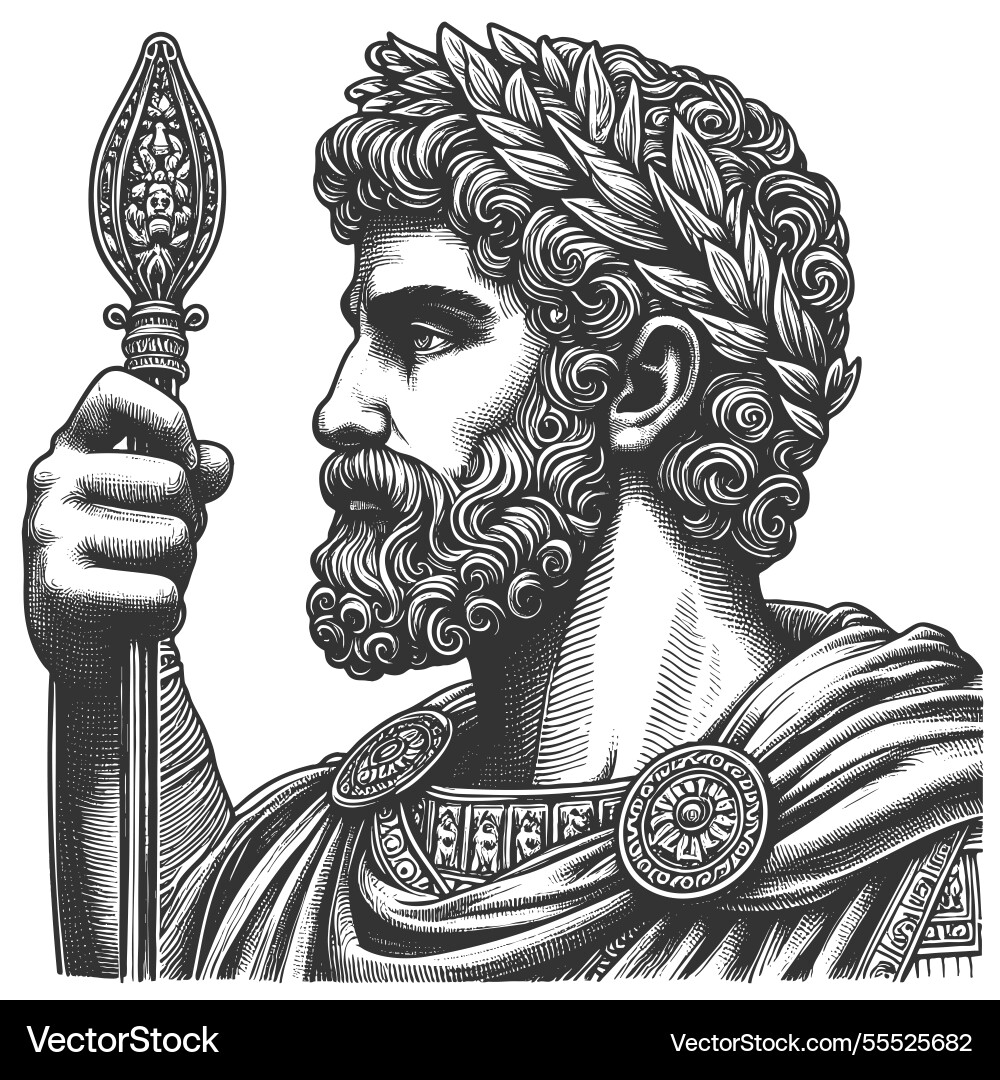 Ancient roman emperor portrait Royalty Free Vector Image