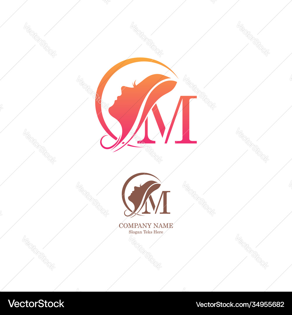 Beautiful face logo letter m icon in front design Vector Image