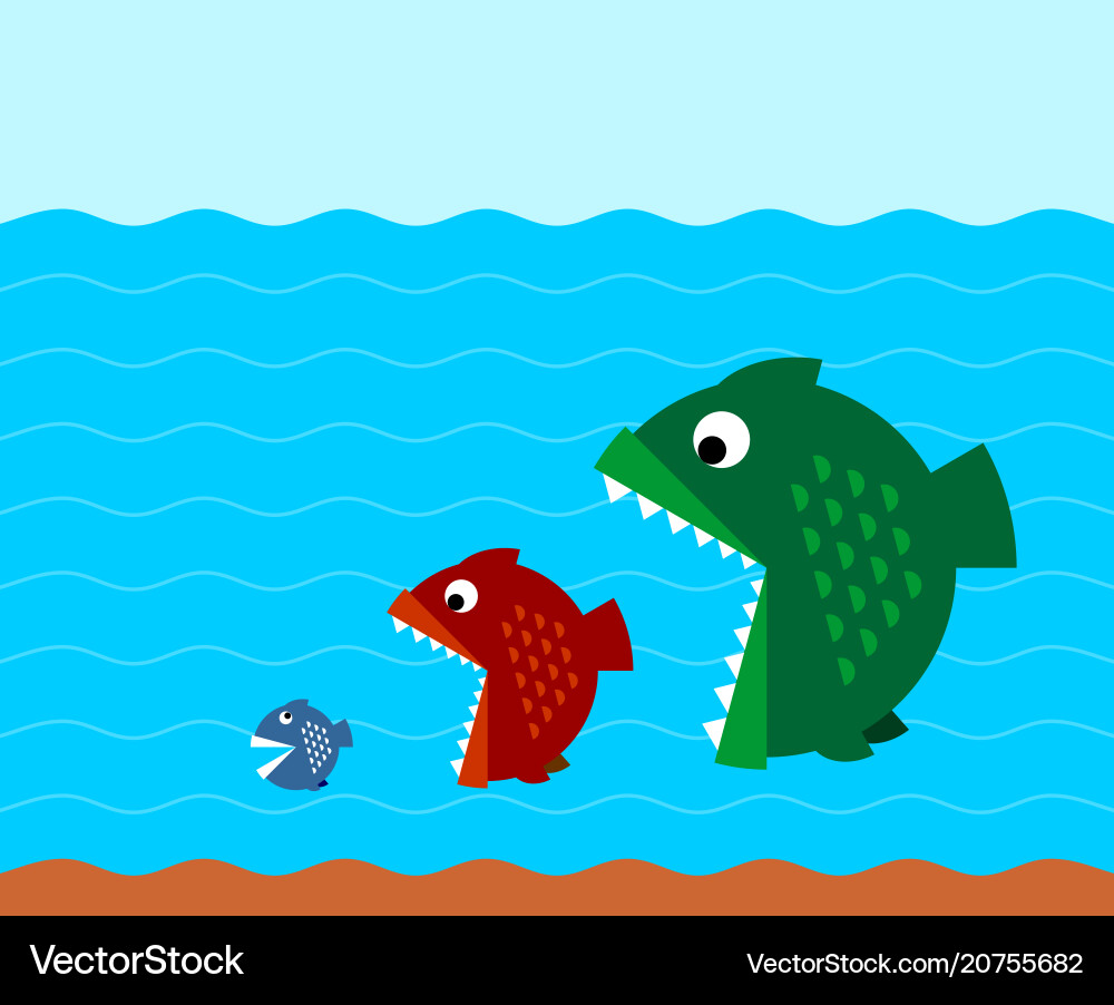Big fish eat small Royalty Free Vector Image - VectorStock