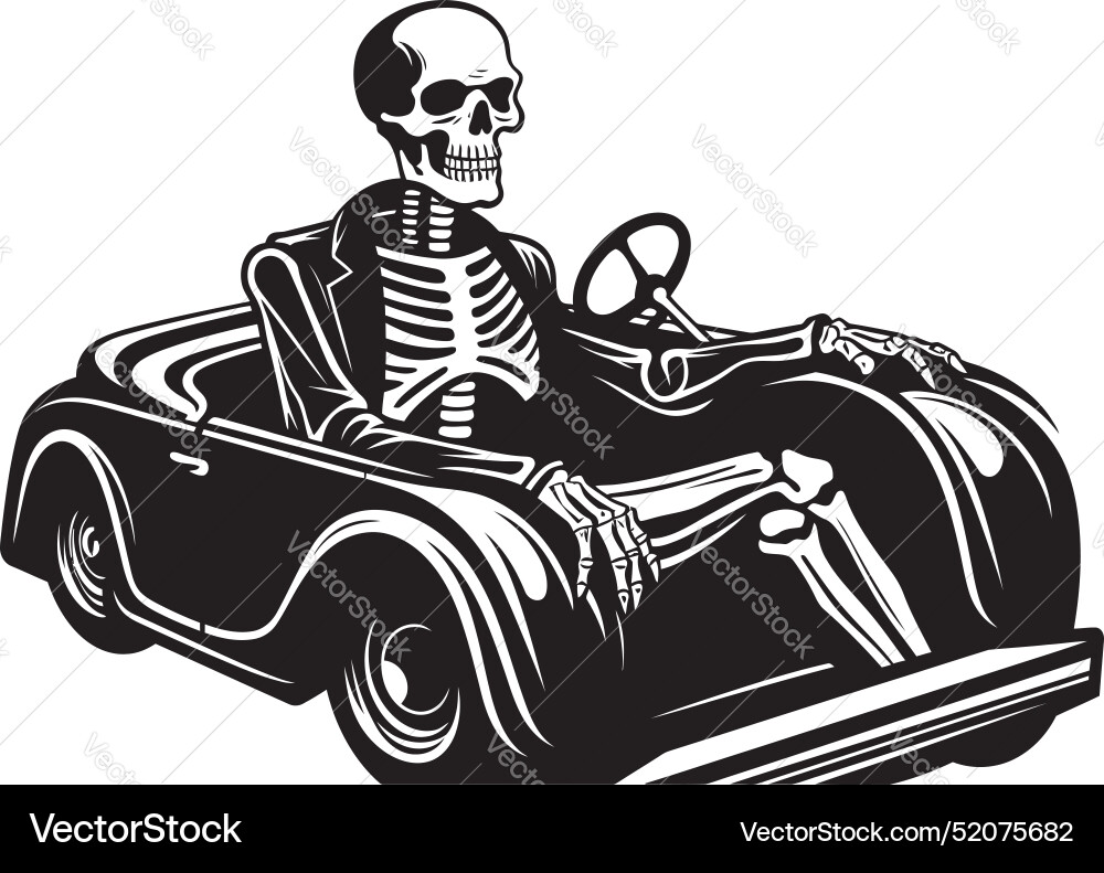 Bone bolt skeleton car graphic phantom drive car Vector Image