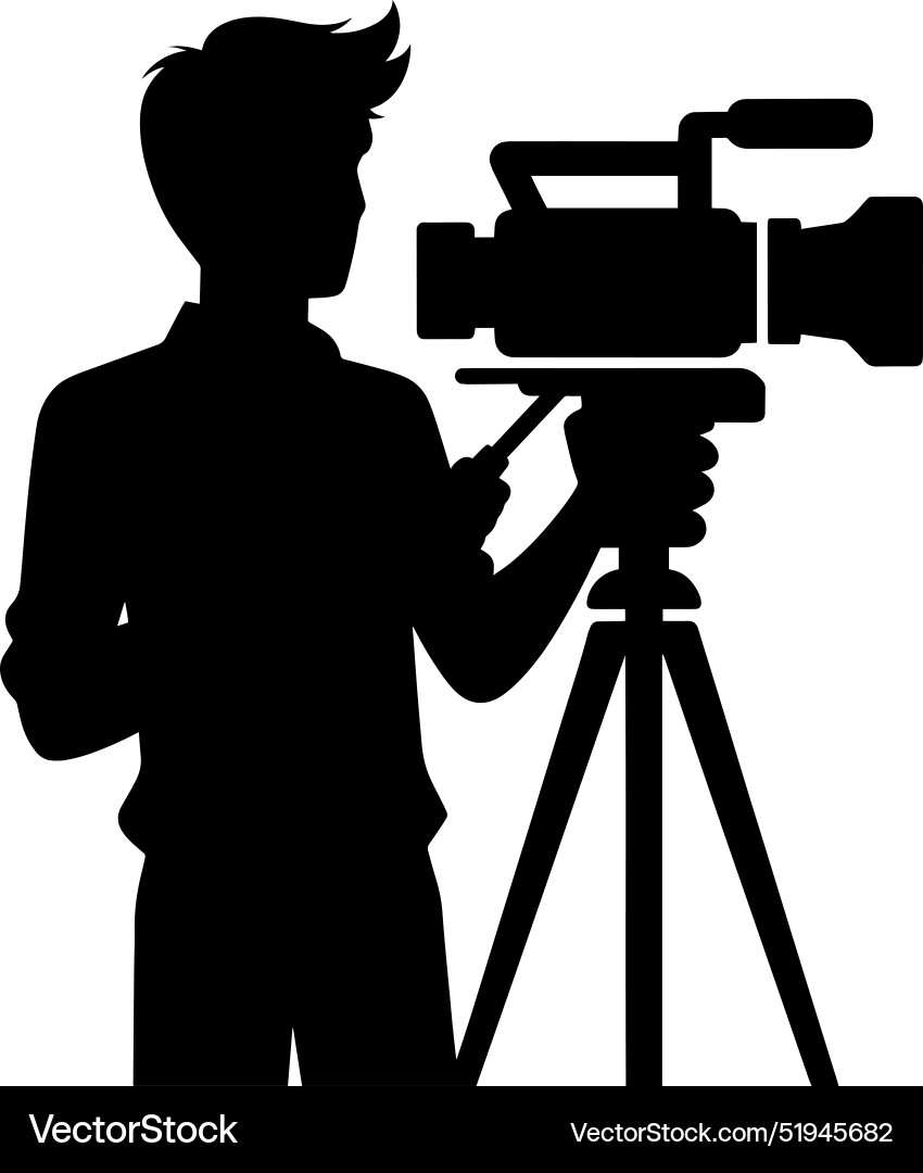 Cameraman silhouette isolated on a white Vector Image
