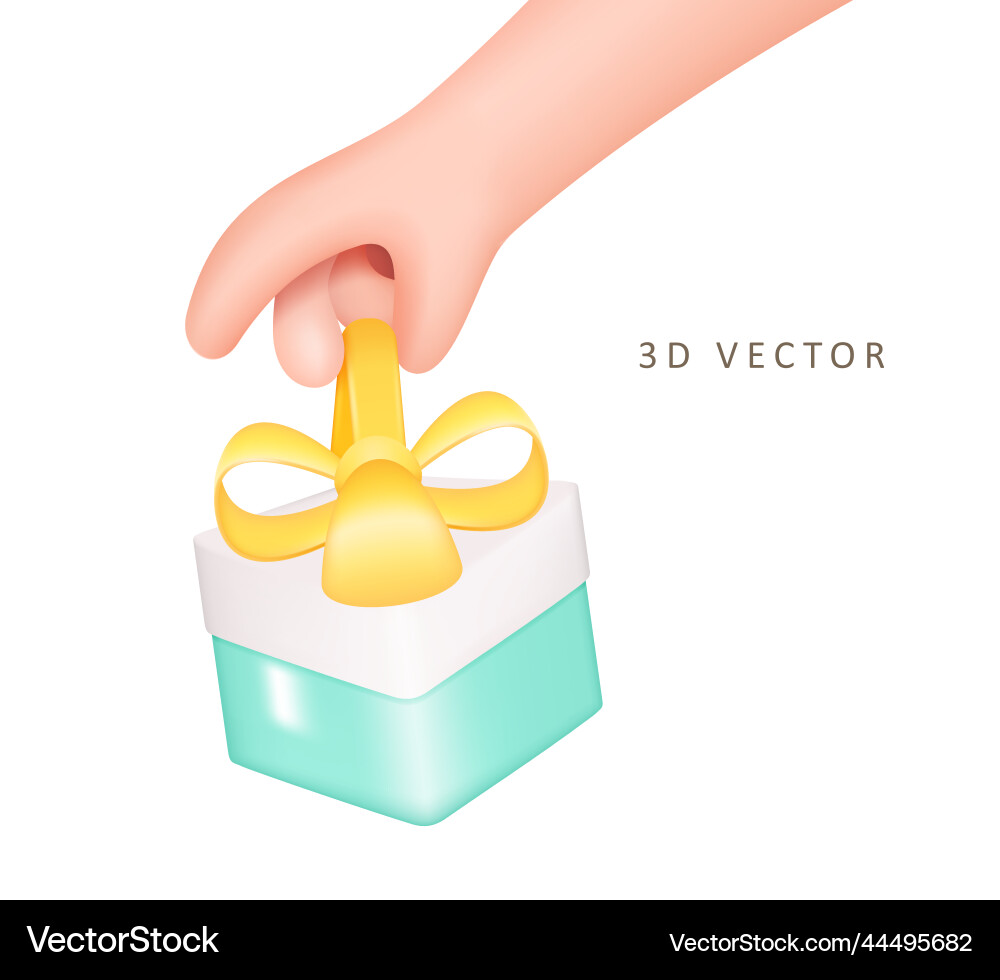 Cartoon hand holding gift box Royalty Free Vector Image