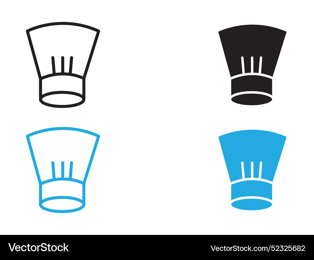 Chef hat icon black and white outline sign Vector Image