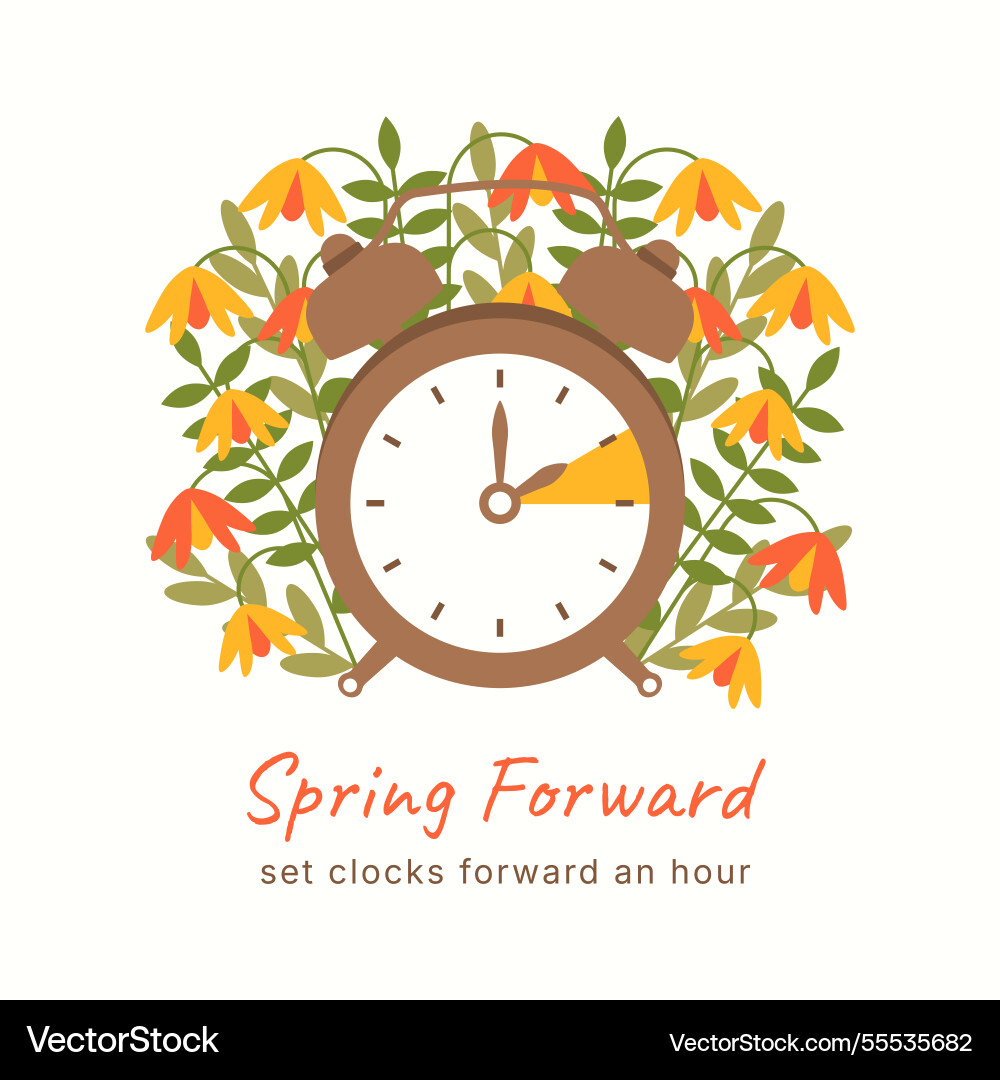 Daylight saving time starts poster template set Vector Image