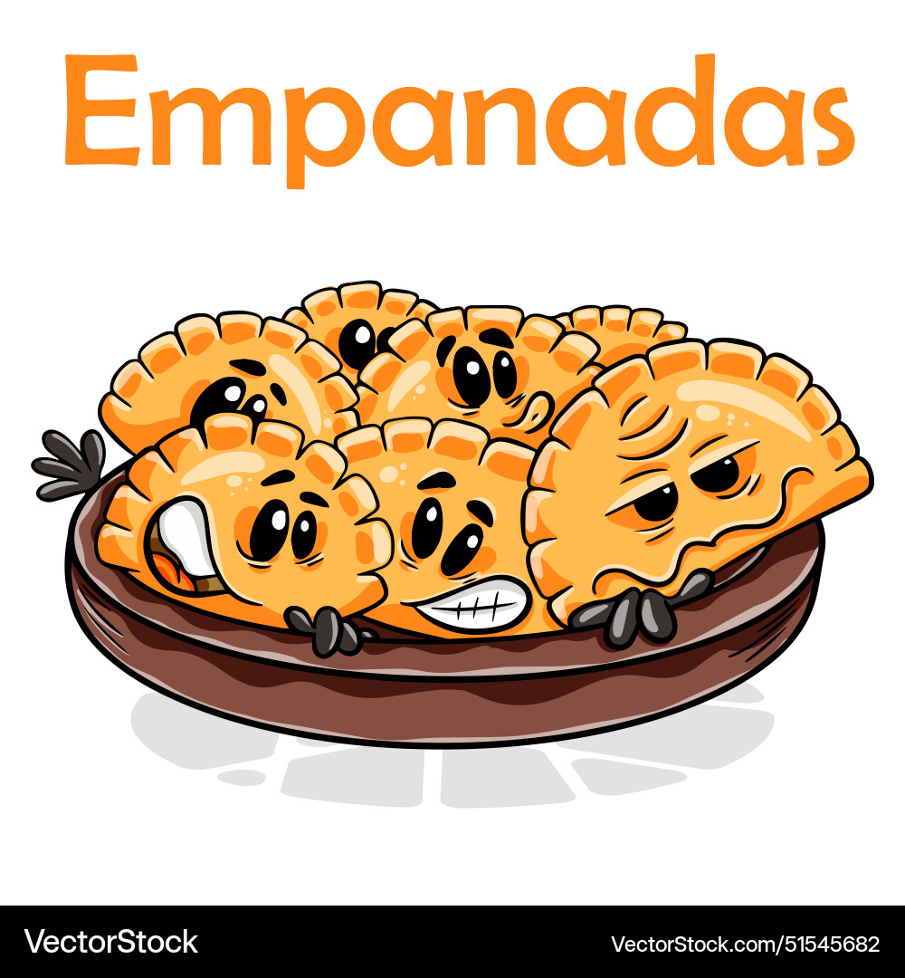 Empanadas funnny cartoon character isolated Vector Image
