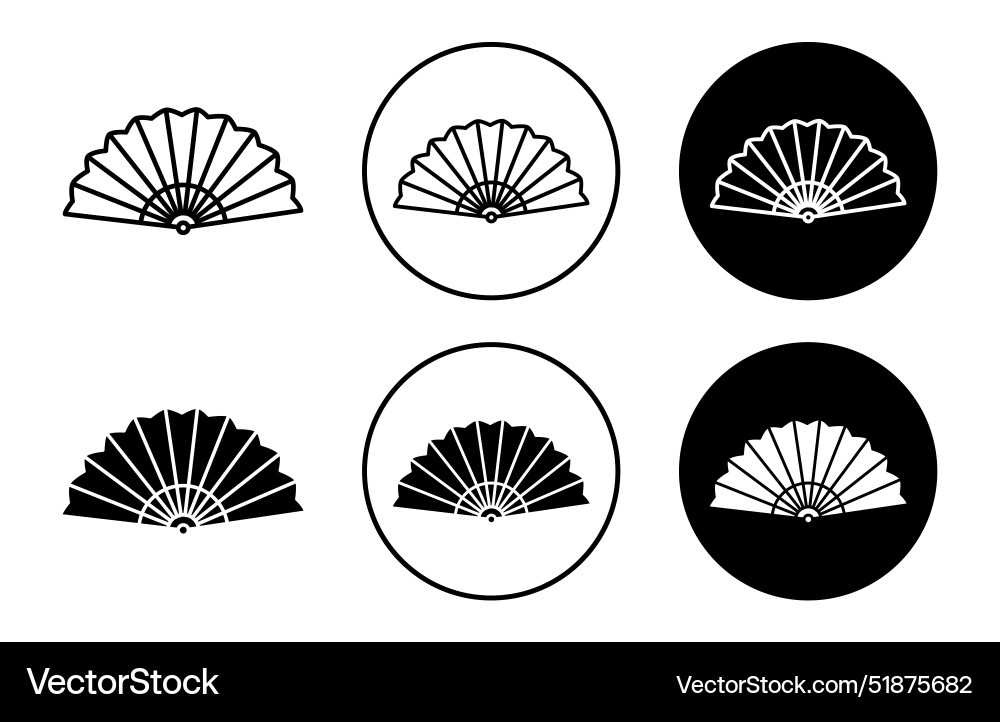 Folding fan icon outline flat Royalty Free Vector Image