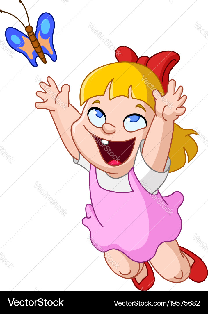 Girl chasing butterfly Royalty Free Vector Image