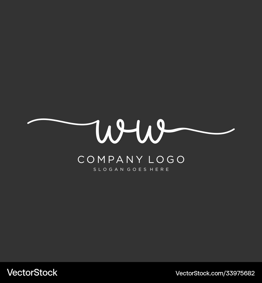 Initial ww handwriting logo with circle template Vector Image