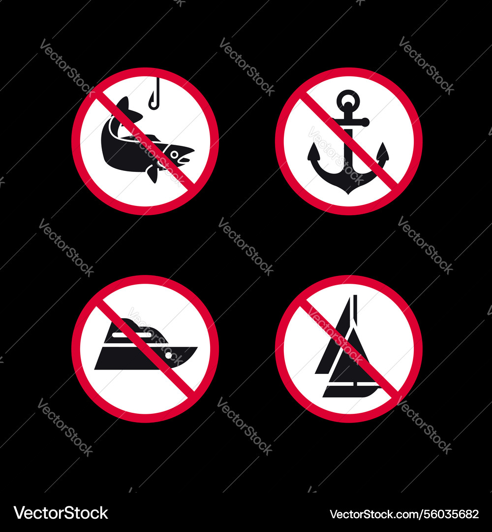 Prohibited signs forbidden round stickers set Vector Image