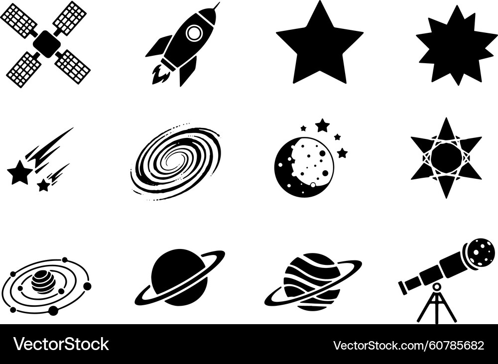 Space Icons: Planets, Stars & Celestial Bodies – Royalty-Free Vector ...