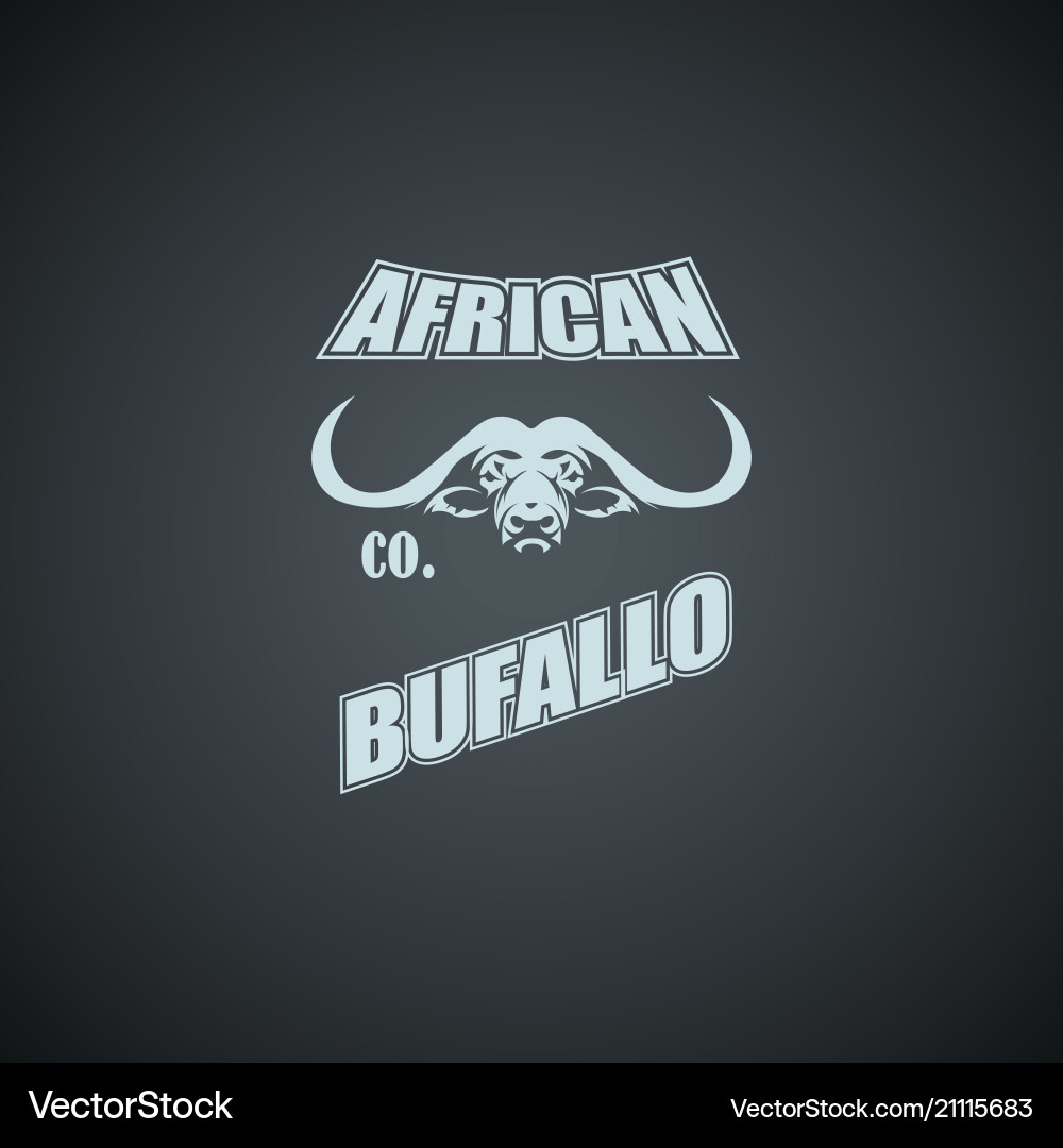 African Buffalo Logo - Vintage Style Royalty Free Vector