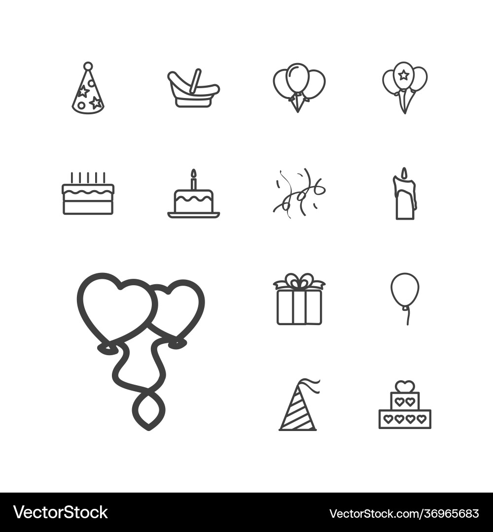 Birthday icons Royalty Free Vector Image - VectorStock