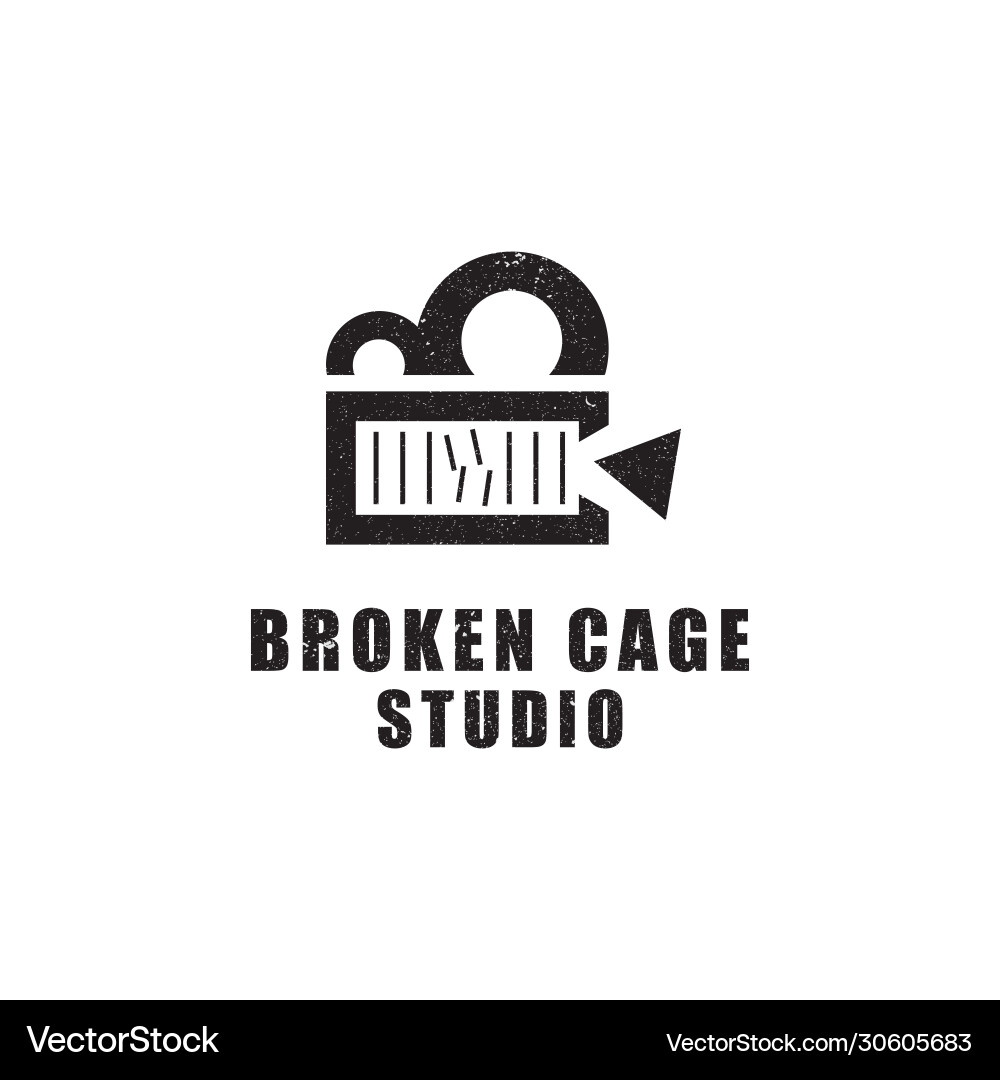 Broken cage studio film and video logo Royalty Free Vector