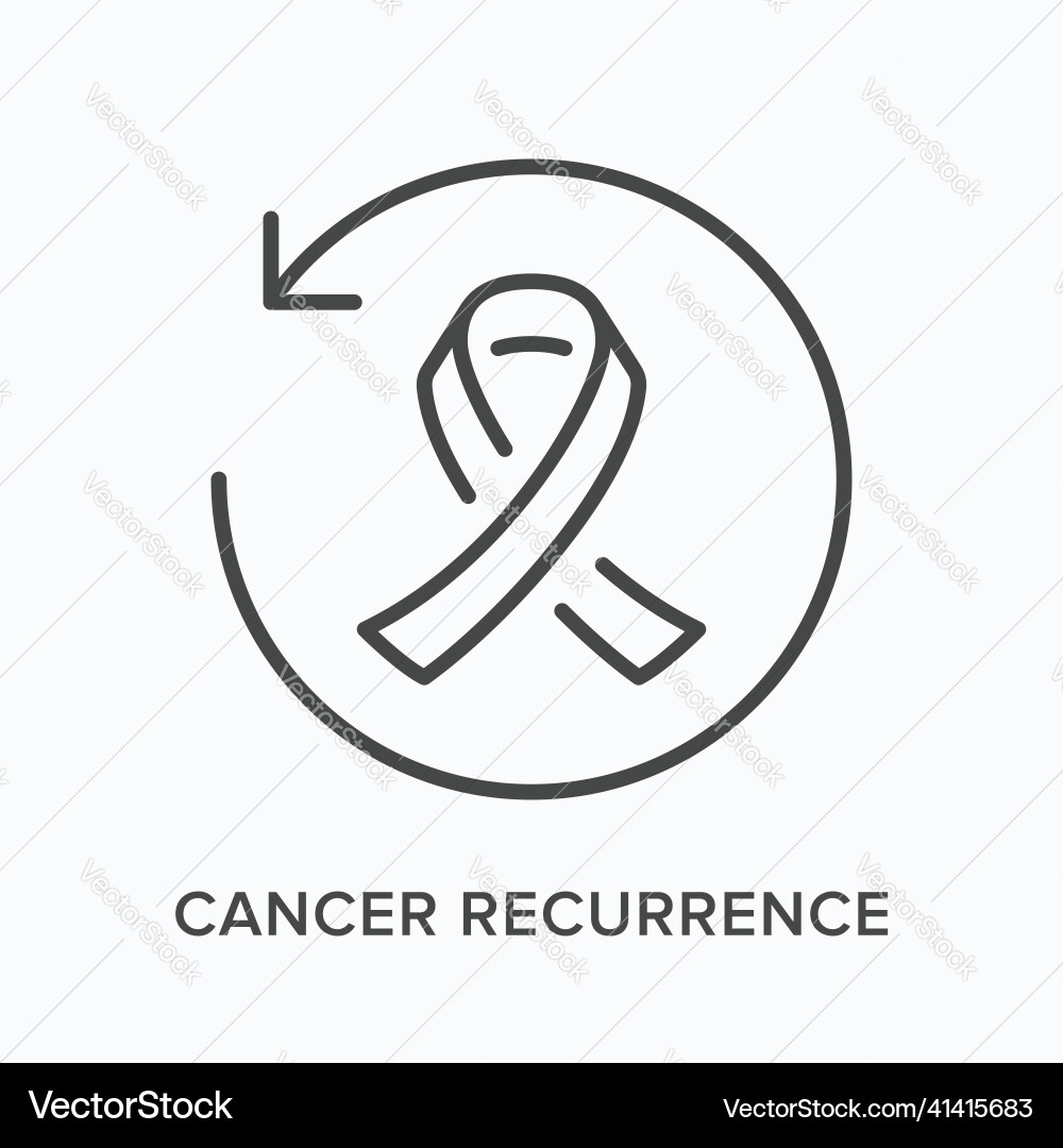 Cancer recurrence flat line icon outline Vector Image