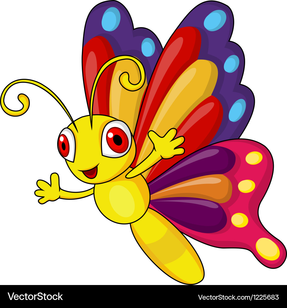Cheerful Cartoon Butterfly Royalty Free Vector Image