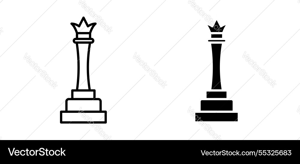 Chess queen icons pack in black flat and strokes Vector Image
