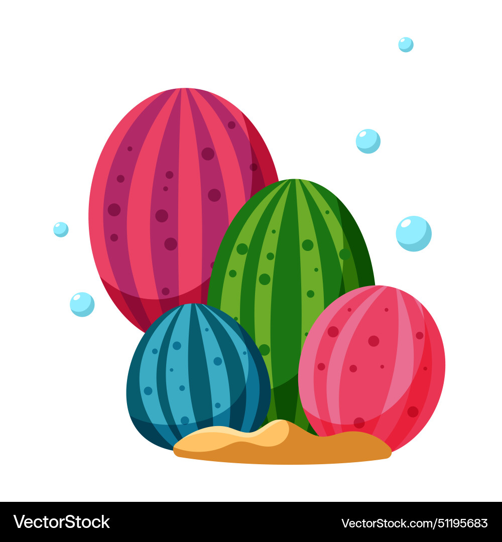 Colorful round sea plants Royalty Free Vector Image