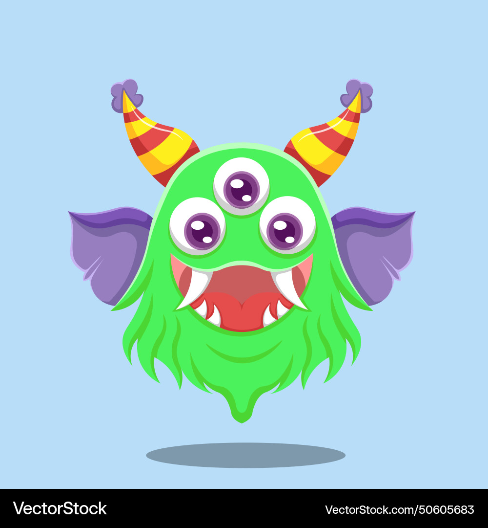 Cute scary green monster Royalty Free Vector Image