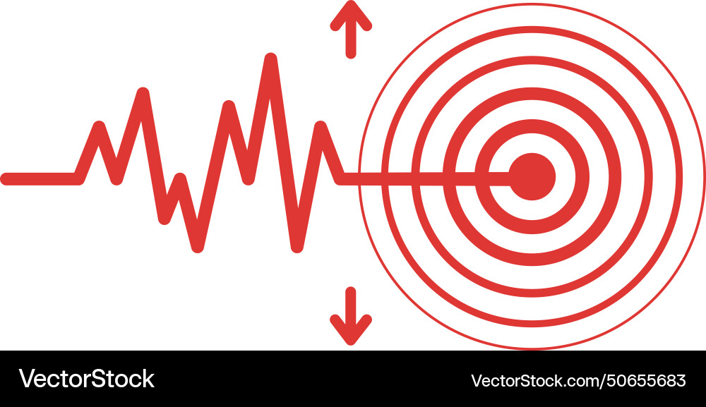 Earthquake location epicenter isolated Royalty Free Vector