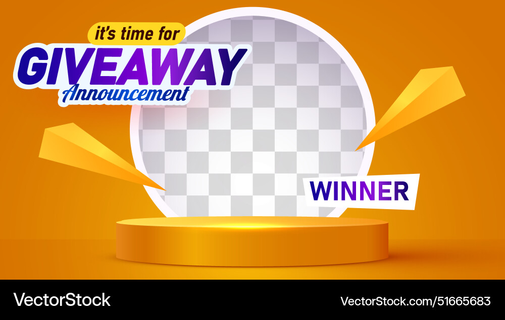 Giveaway winner announcement social media post Vector Image