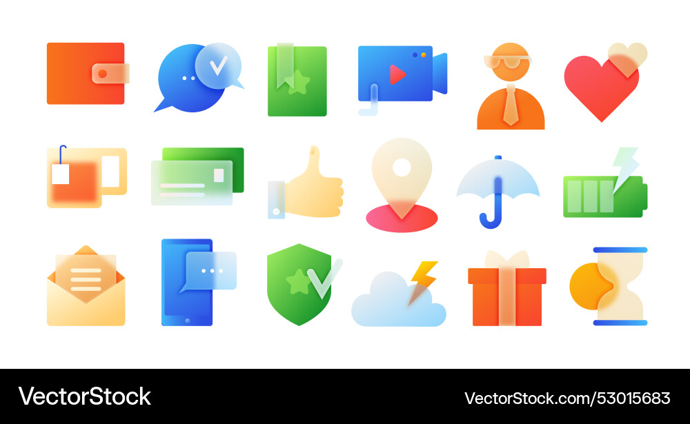 Glas Gradienten Icons App Morphism Effekt Vektorbild