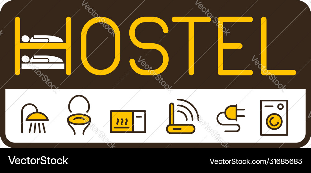 Hostel logo for reception signboard Royalty Free Vector
