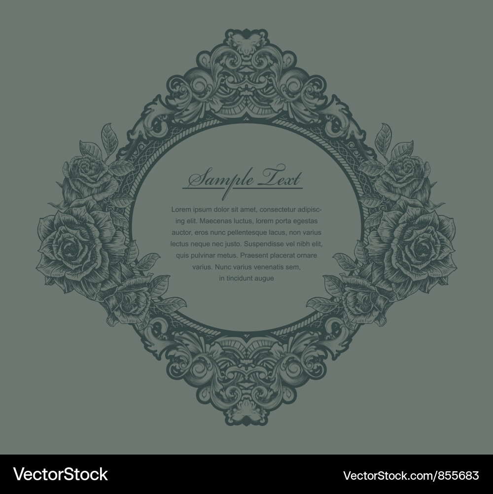 Ornate Floral Rose Frame Royalty Free Vector Image